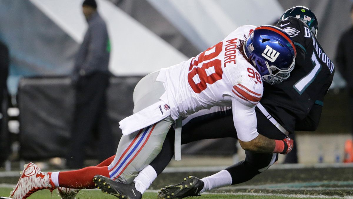 New York Giants: Damontre Moore inactive week after late hit - Sports ...