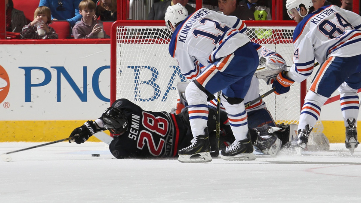 Video: Alexander Semin scores goal from stomach against Oilers - Sports ...
