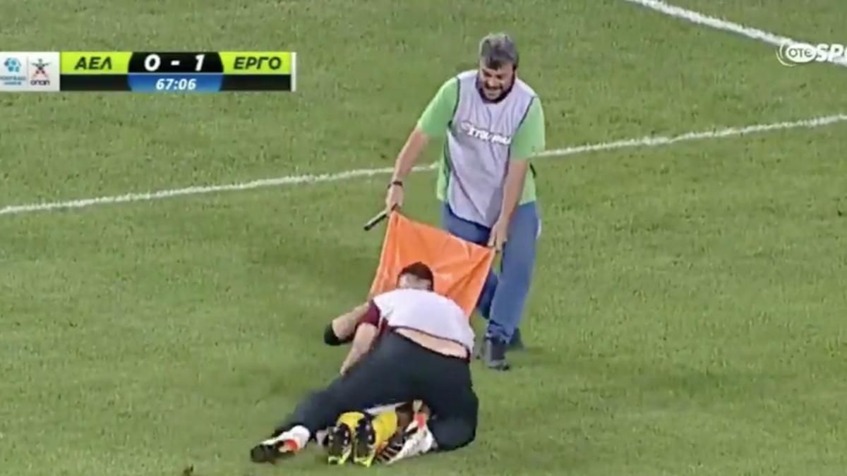 Video: Injured Greek soccer player dropped from stretcher twice ...