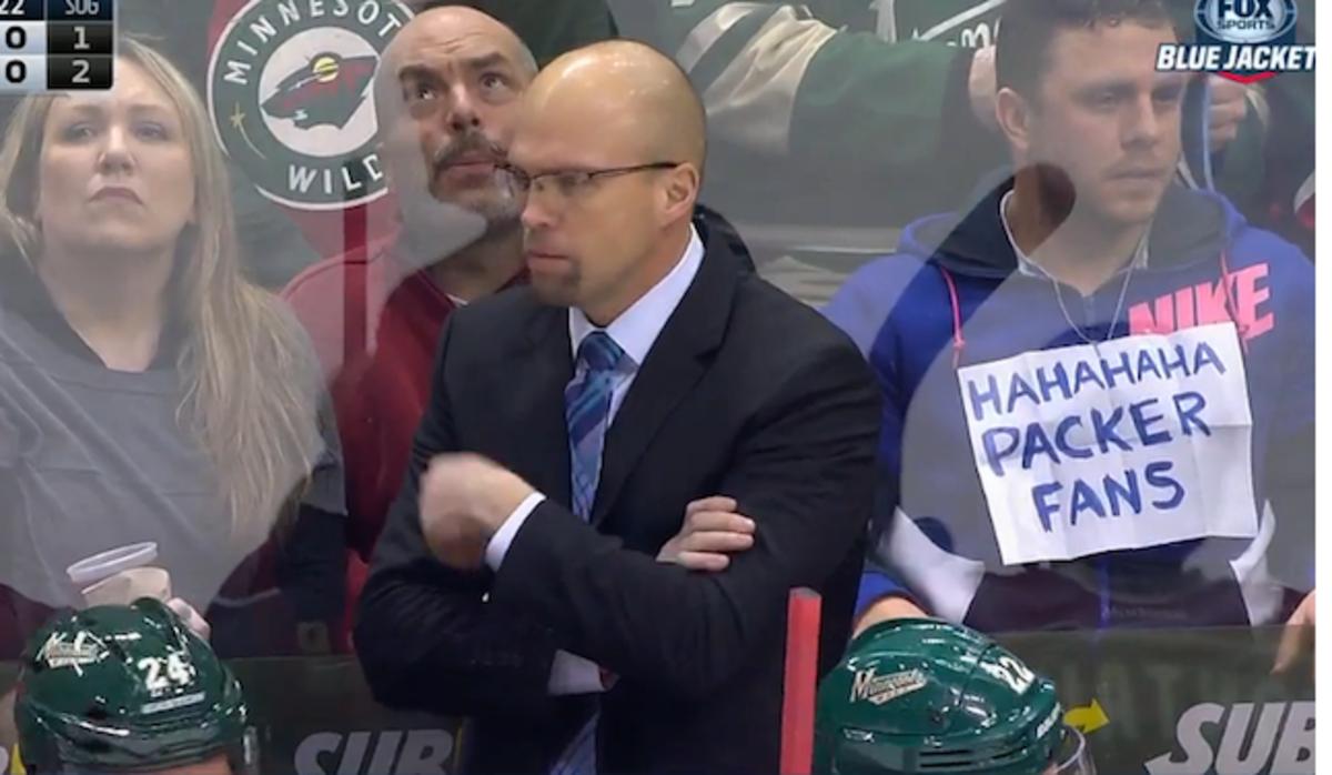 Photo: Minnesota Wild fan taunts Green Bay Packers fans after loss in ...