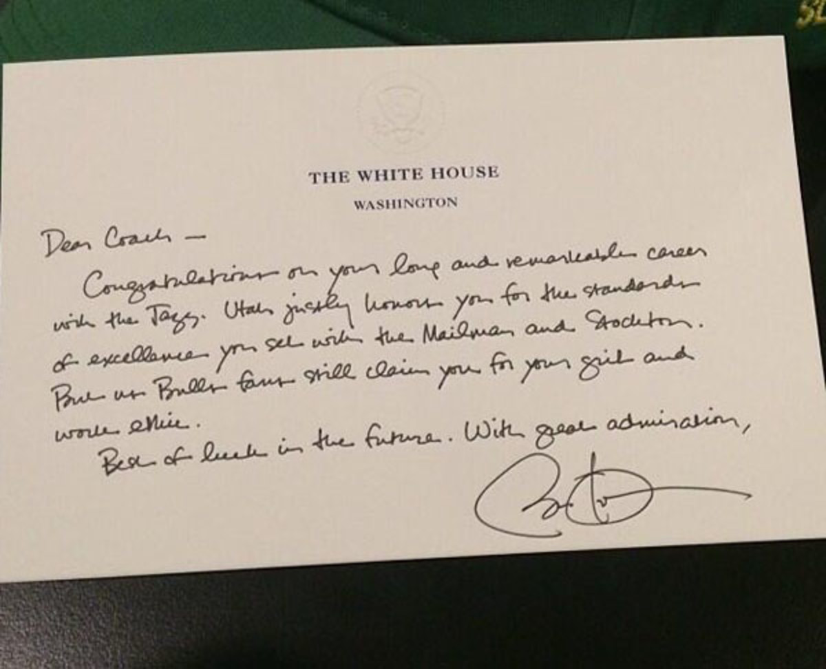 'With Great Admiration': Barack Obama's Handwritten Note to Jerry Sloan ...