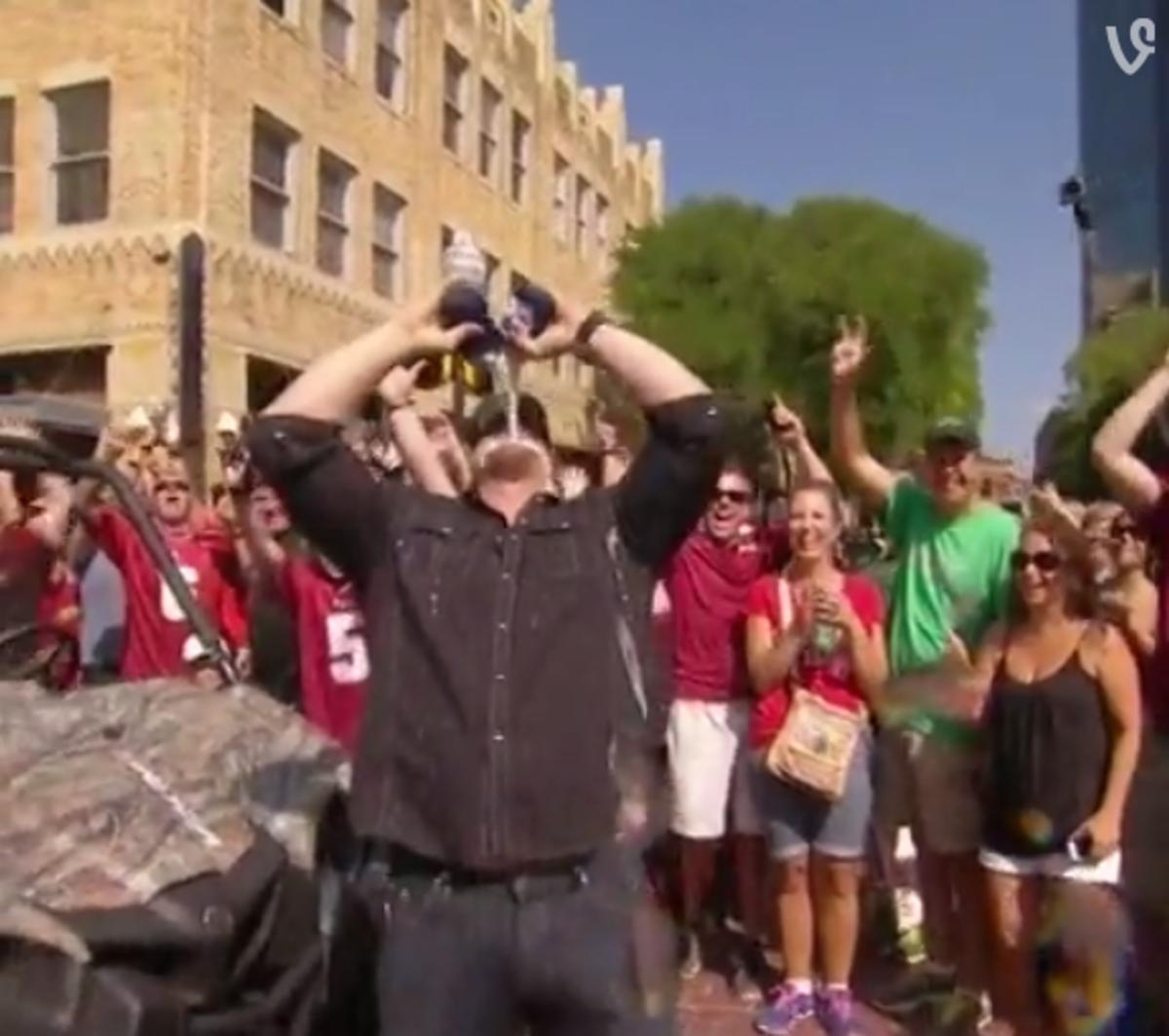 Stone Cold Steve Austin chugs beer on College GameDay - Sports Illustrated