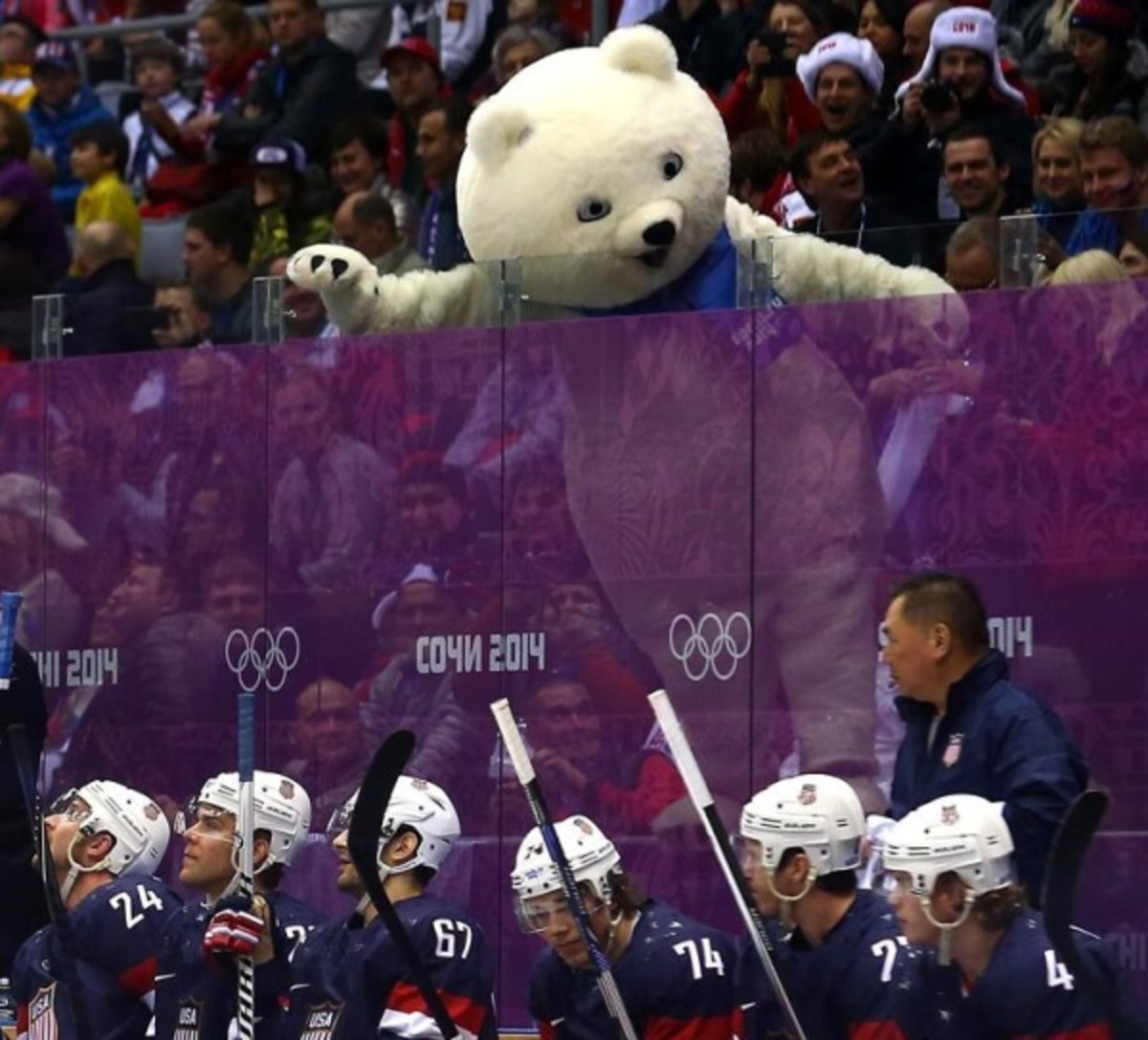 Sochi Bear Mascot Taunts U.S. Hockey Team During Olympic Loss to ...