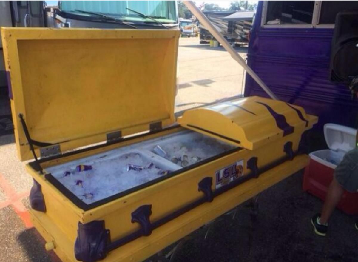 Here is an LSU-themed coffin filled with beer - Sports Illustrated