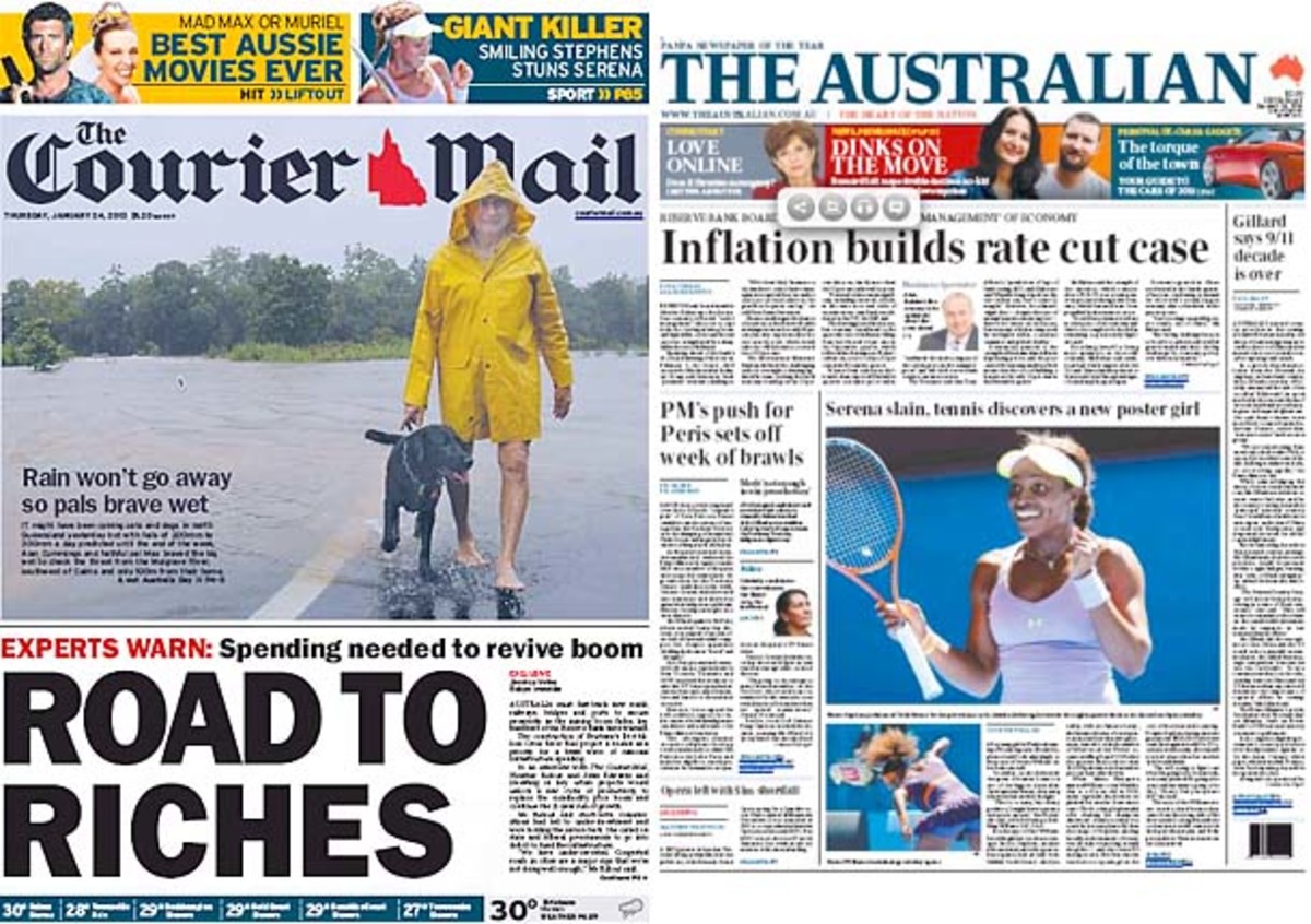 Sloane Stephens makes newspaper front pages across Australia, in ...