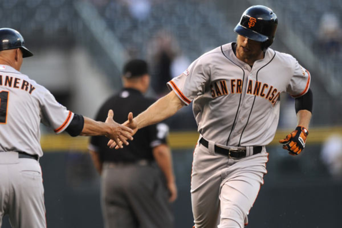 Season's longest homer caps crazy couple days for Giants' Hunter Pence ...