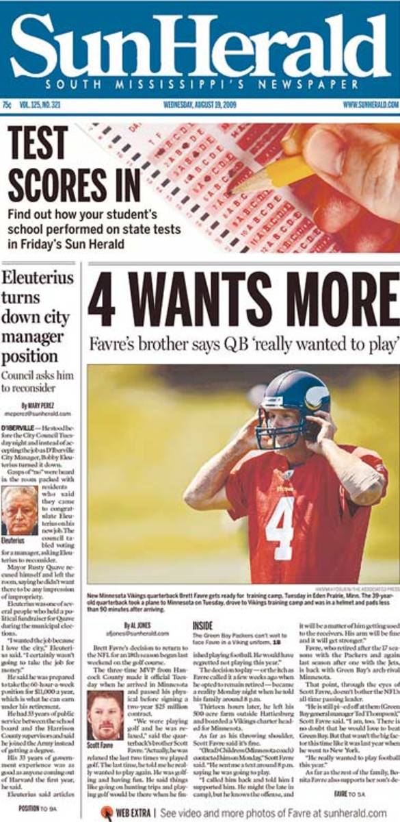 Brett Favre Newspaper Headlines - Sports Illustrated