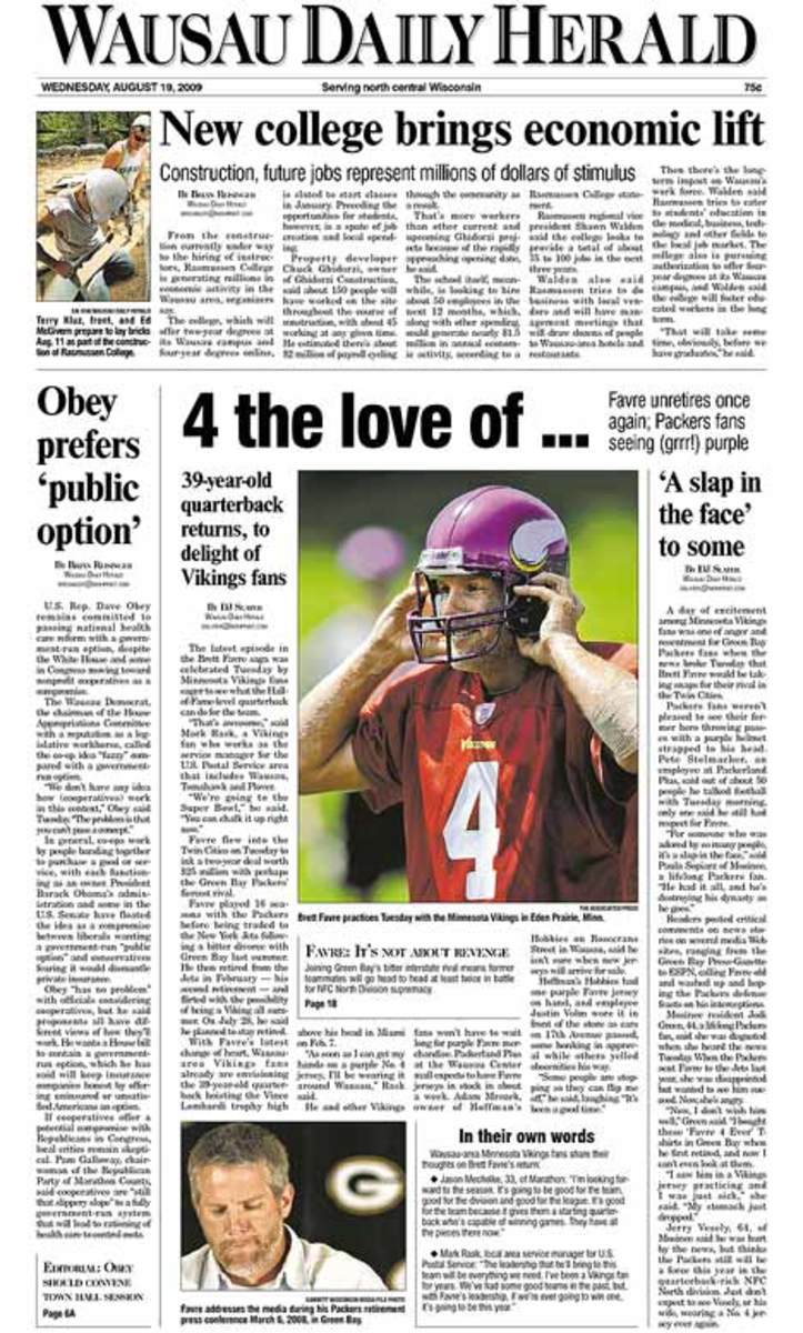Brett Favre Newspaper Headlines - Sports Illustrated