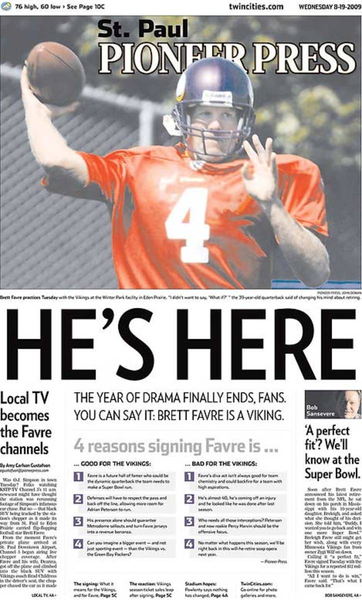 Brett Favre Newspaper Headlines - Sports Illustrated
