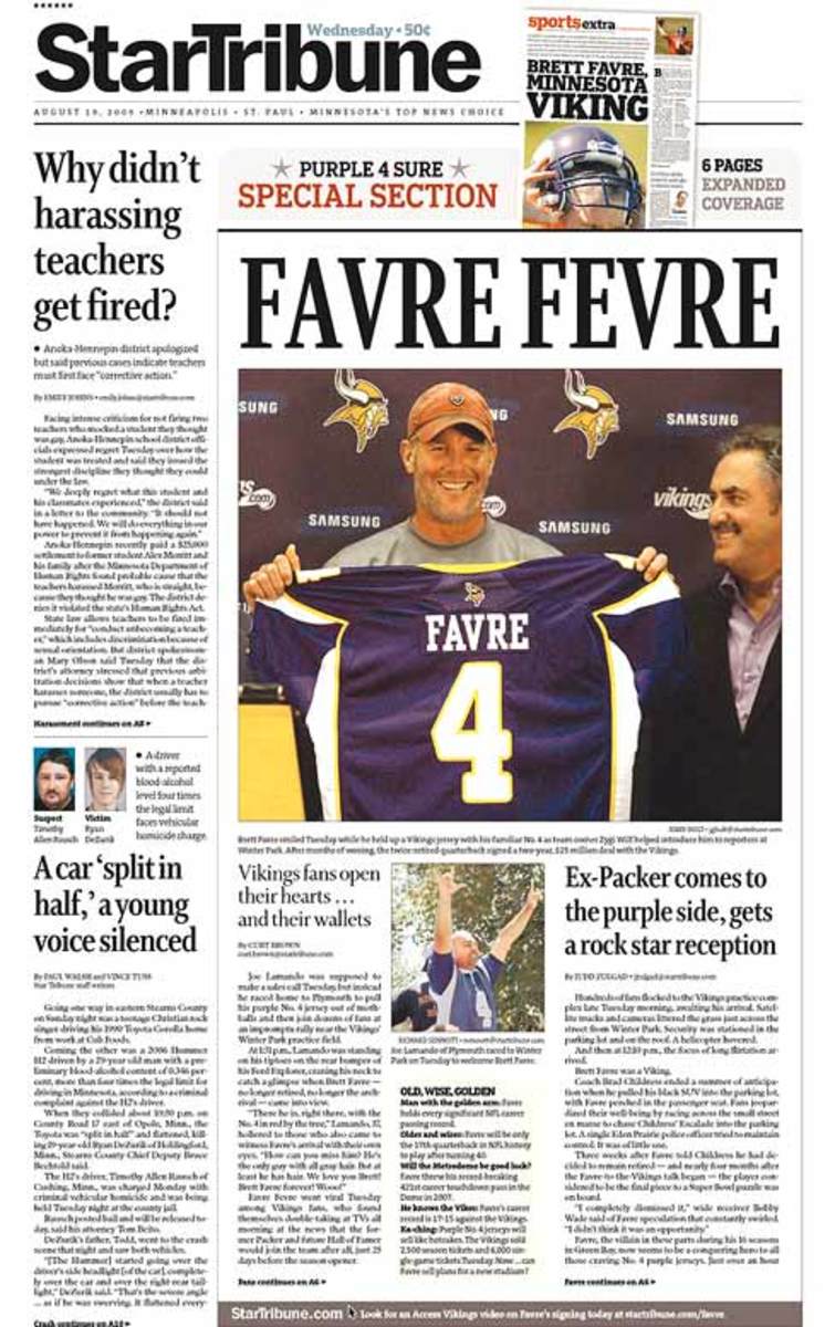 Brett Favre Newspaper Headlines - Sports Illustrated