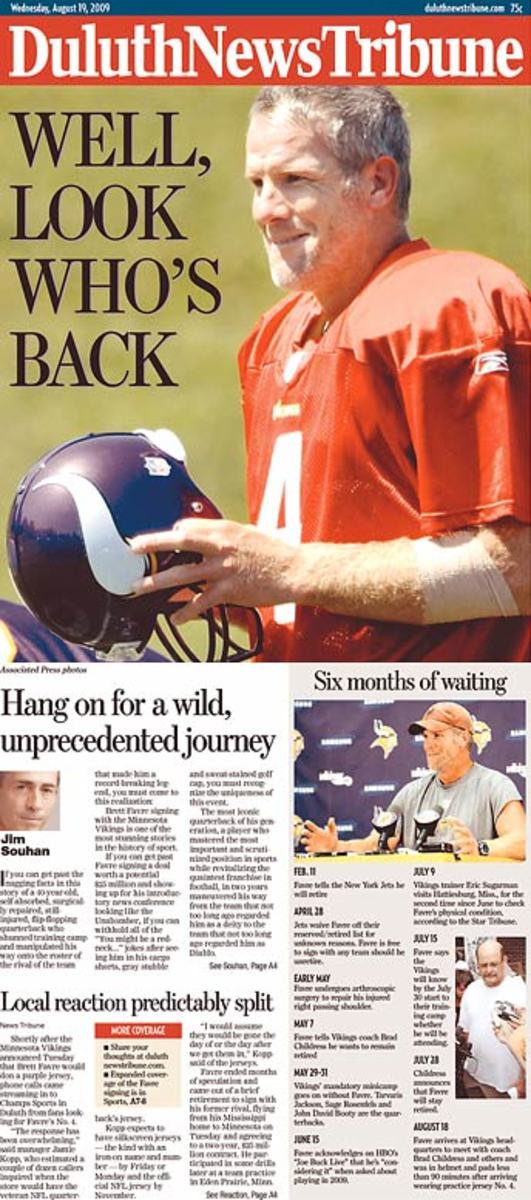 Brett Favre Newspaper Headlines - Sports Illustrated