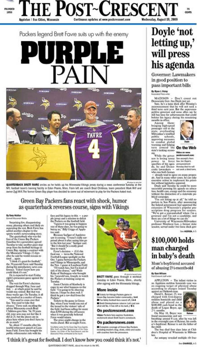 Brett Favre Newspaper Headlines - Sports Illustrated
