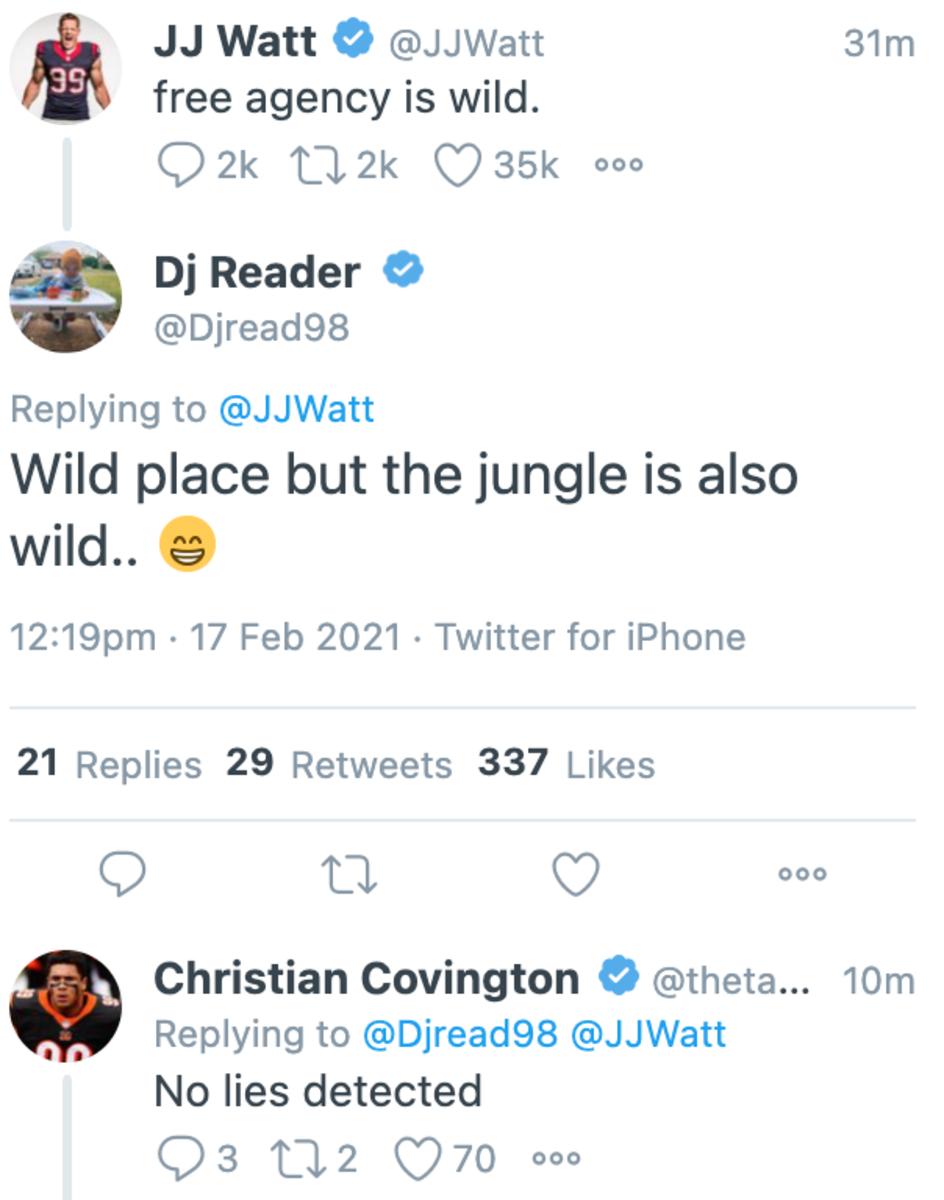 DJ Reader Becomes Latest Cincinnati Bengals Player to Recruit J.J. Watt ...