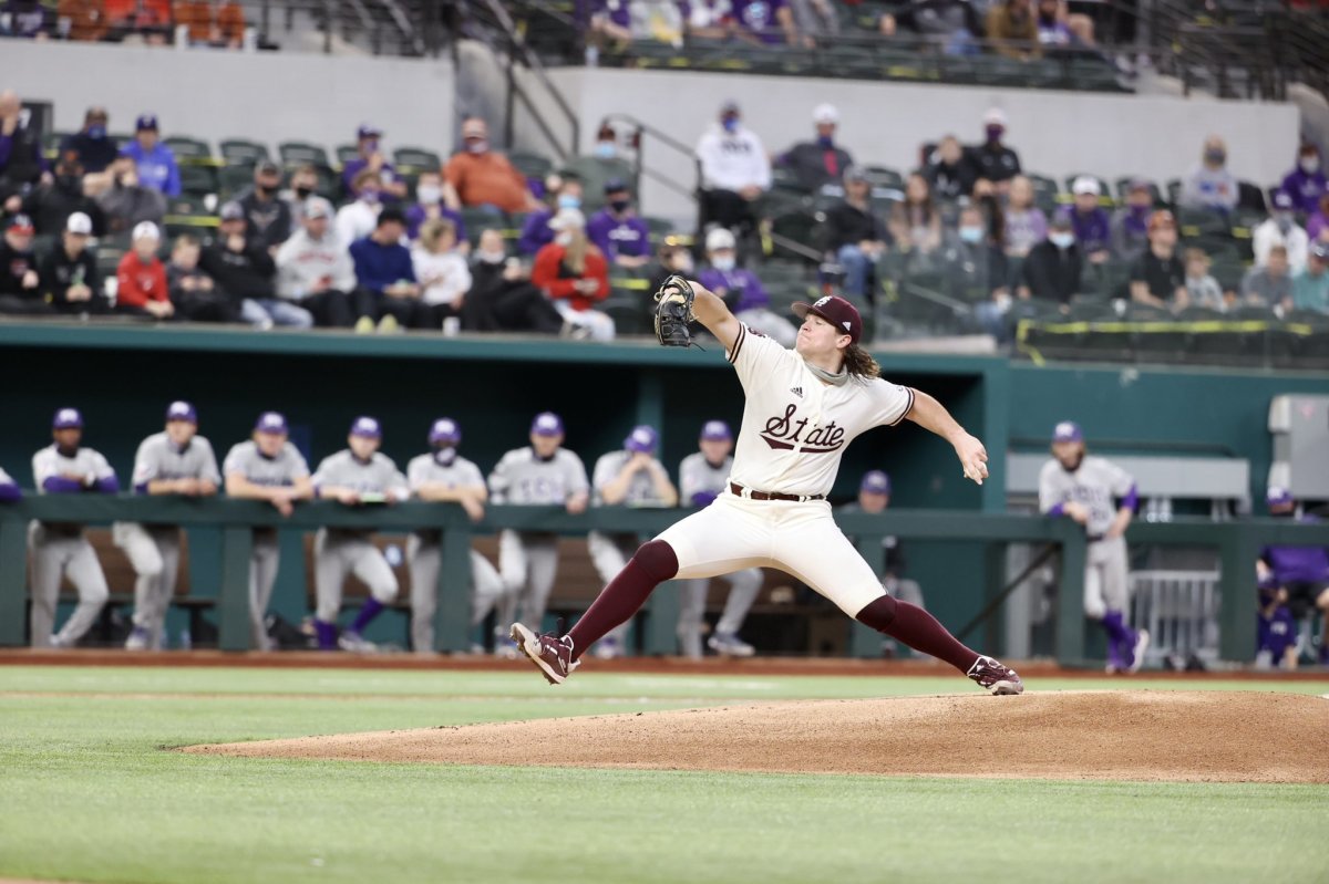 Pitcher Houston Harding on the hill as Mississippi State Bulldogs ...
