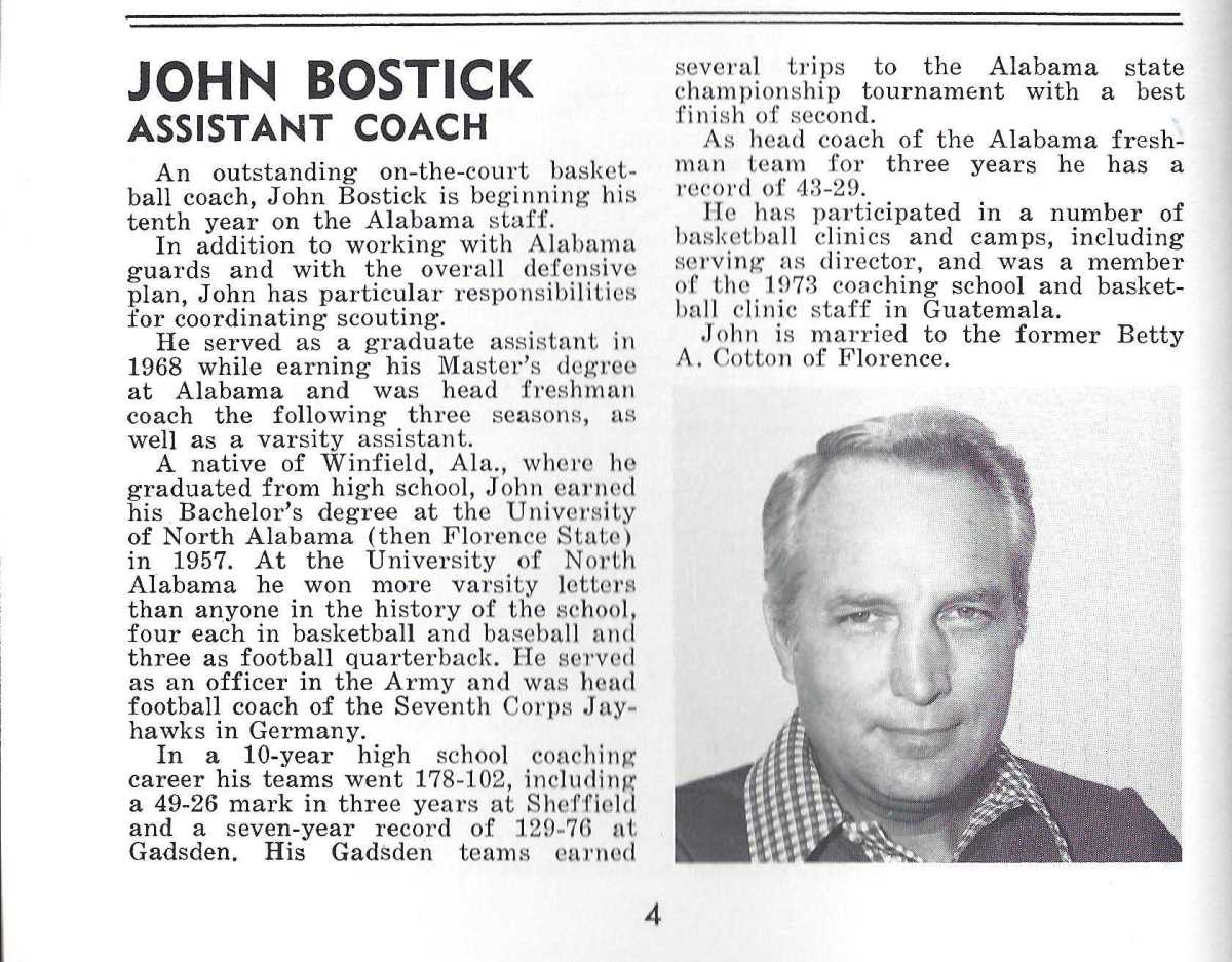 Alabama basketball - Crimson Tide basketball - Coach John Bostick - C ...