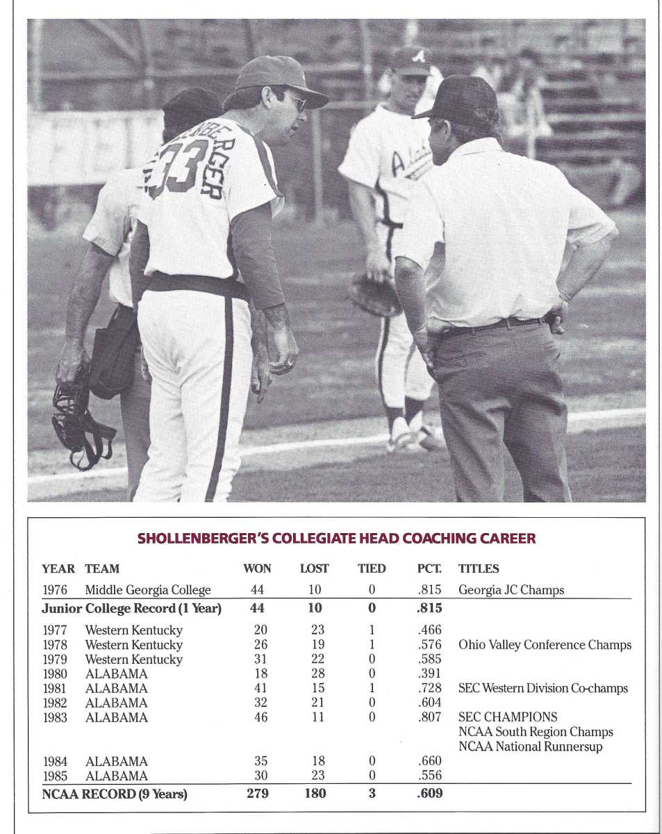 Alabama baseball 1986-Crimson Tide baseball 1986-Barry Shollenberger ...
