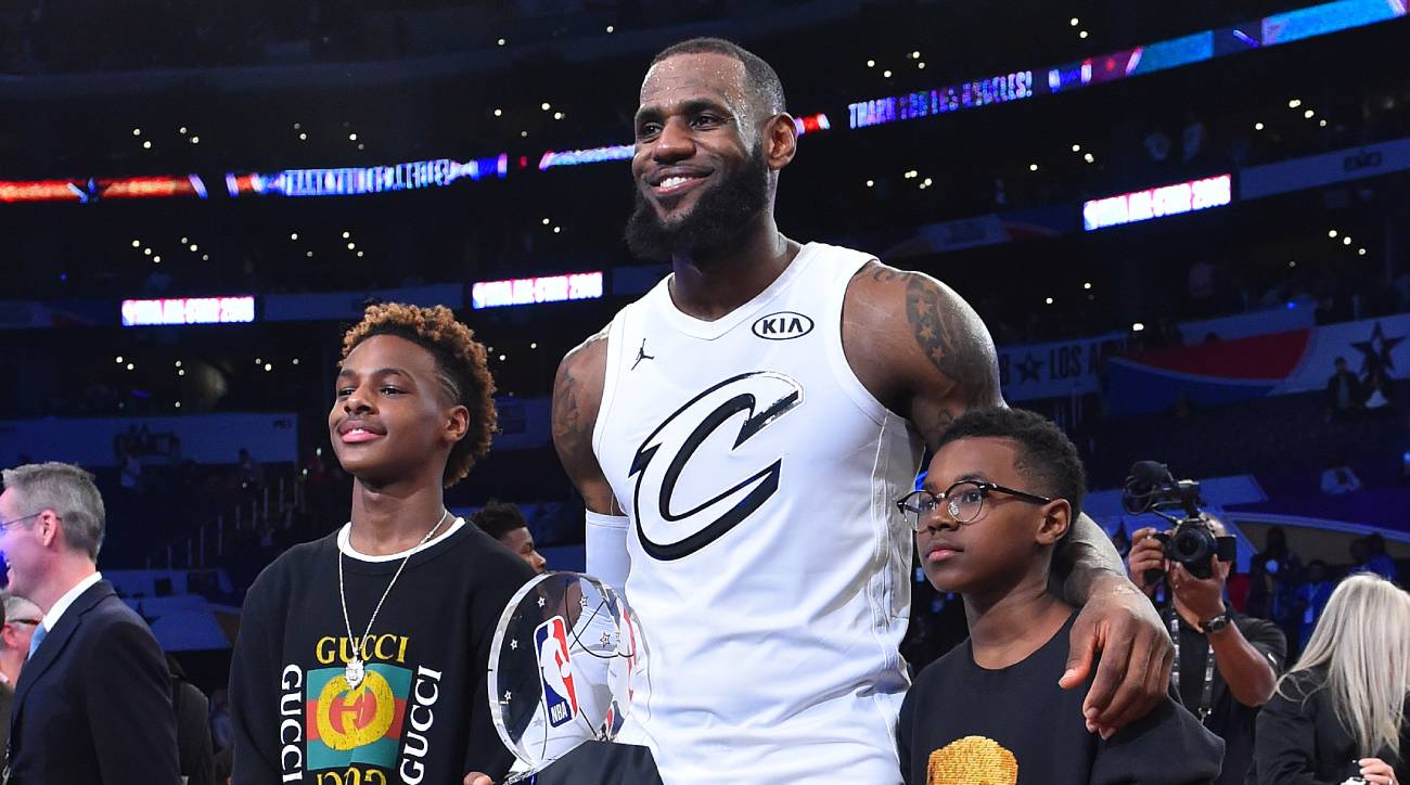 Bryce James, LeBron's youngest son, dunks for first time (video ...