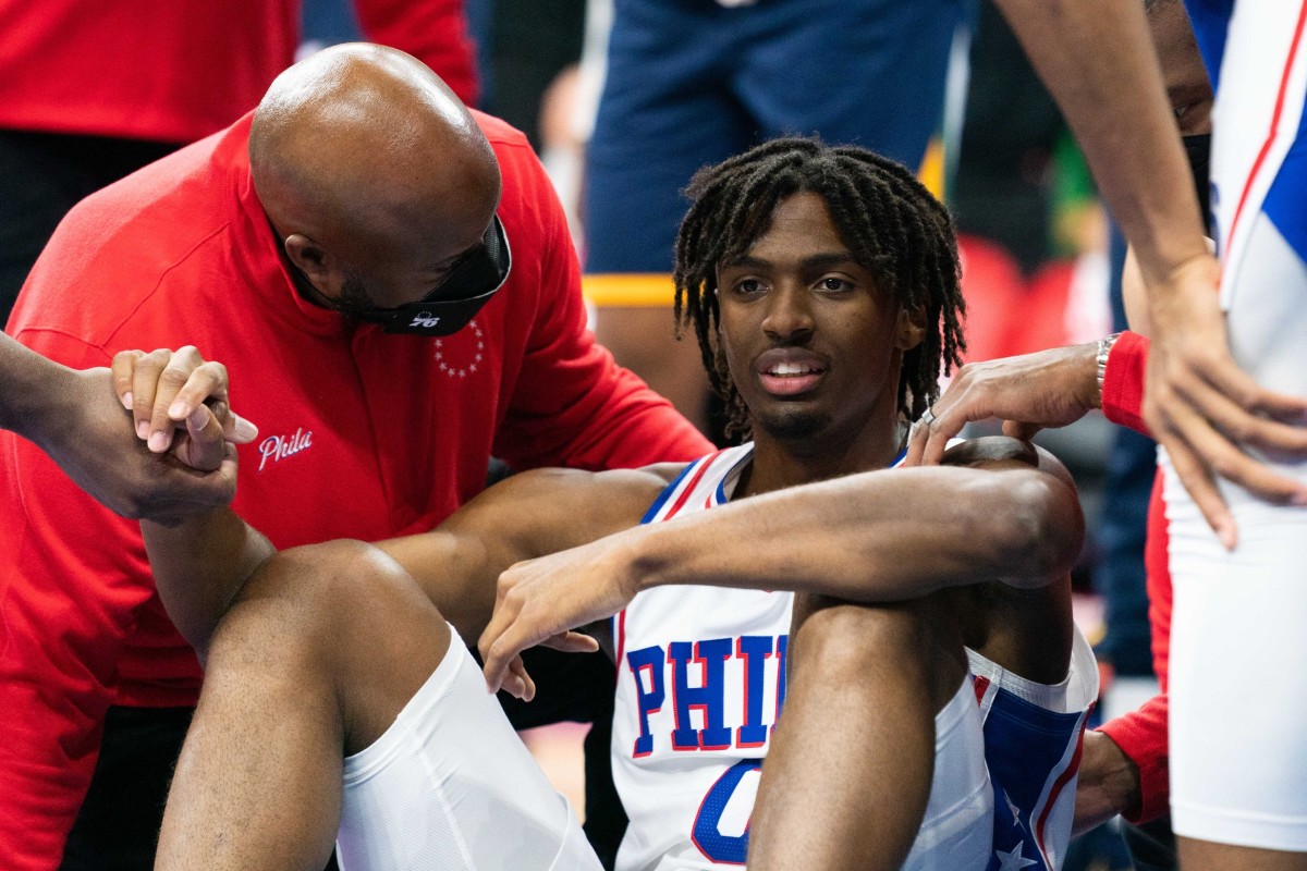 Sixers' Tyrese Maxey Avoids Injury After Scary Fall vs. Jazz - Sports Illustrated Philadelphia ...