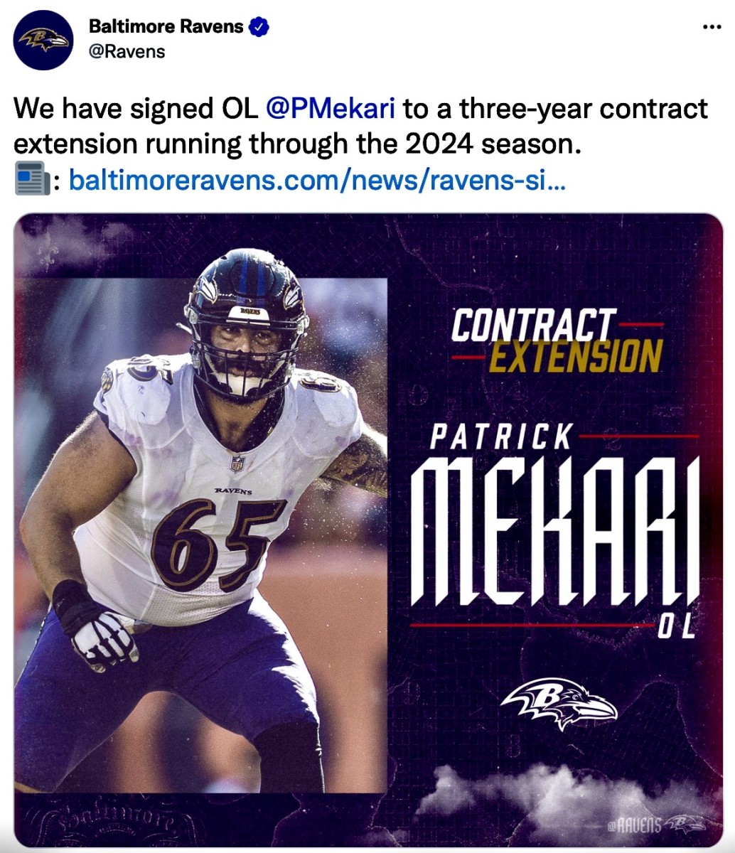 Cal Football: Patrick Mekari Signs 3-Year Extension with the Baltimore ...