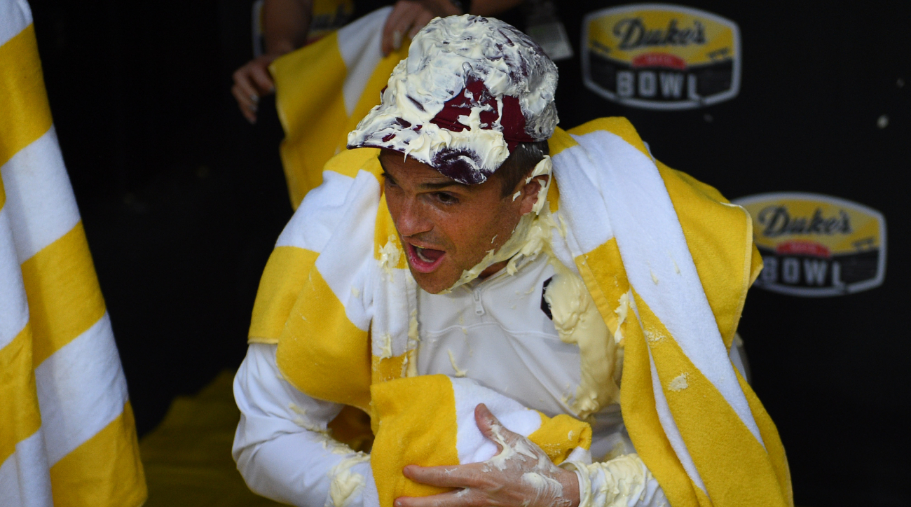 Shane Beamer took a shot to the head during Duke’s mayo bath - Sports ...