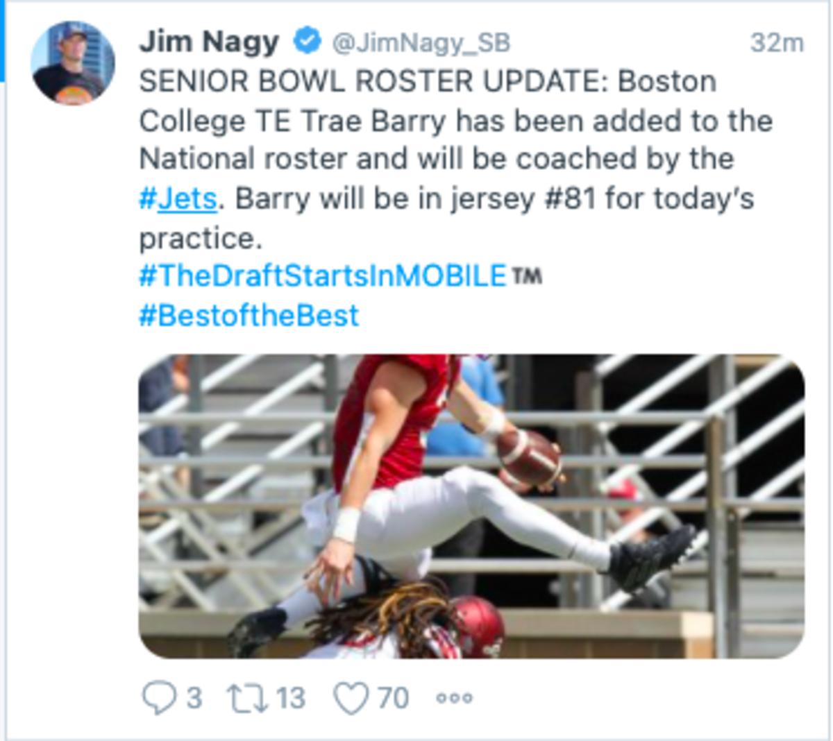 Tight End Trae Barry Added to Senior Bowl Roster - Sports Illustrated ...