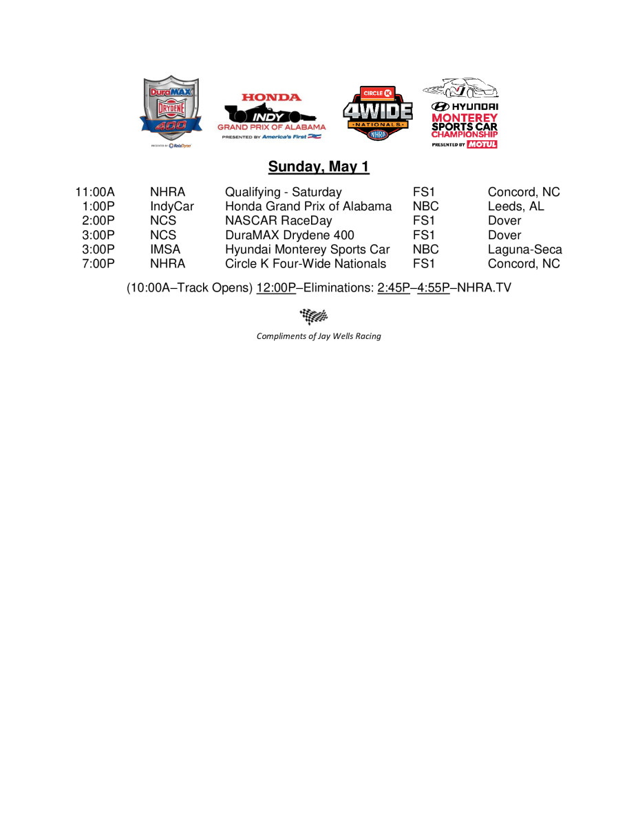 Check your weekend (racing) schedule here! - Auto Racing Digest