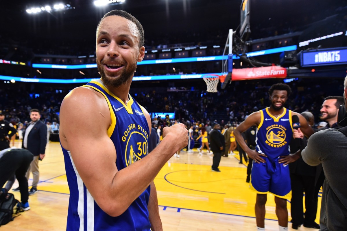 Steph Curry Reacts to Andrew Wiggins' Defense on Luka Doncic - Inside ...