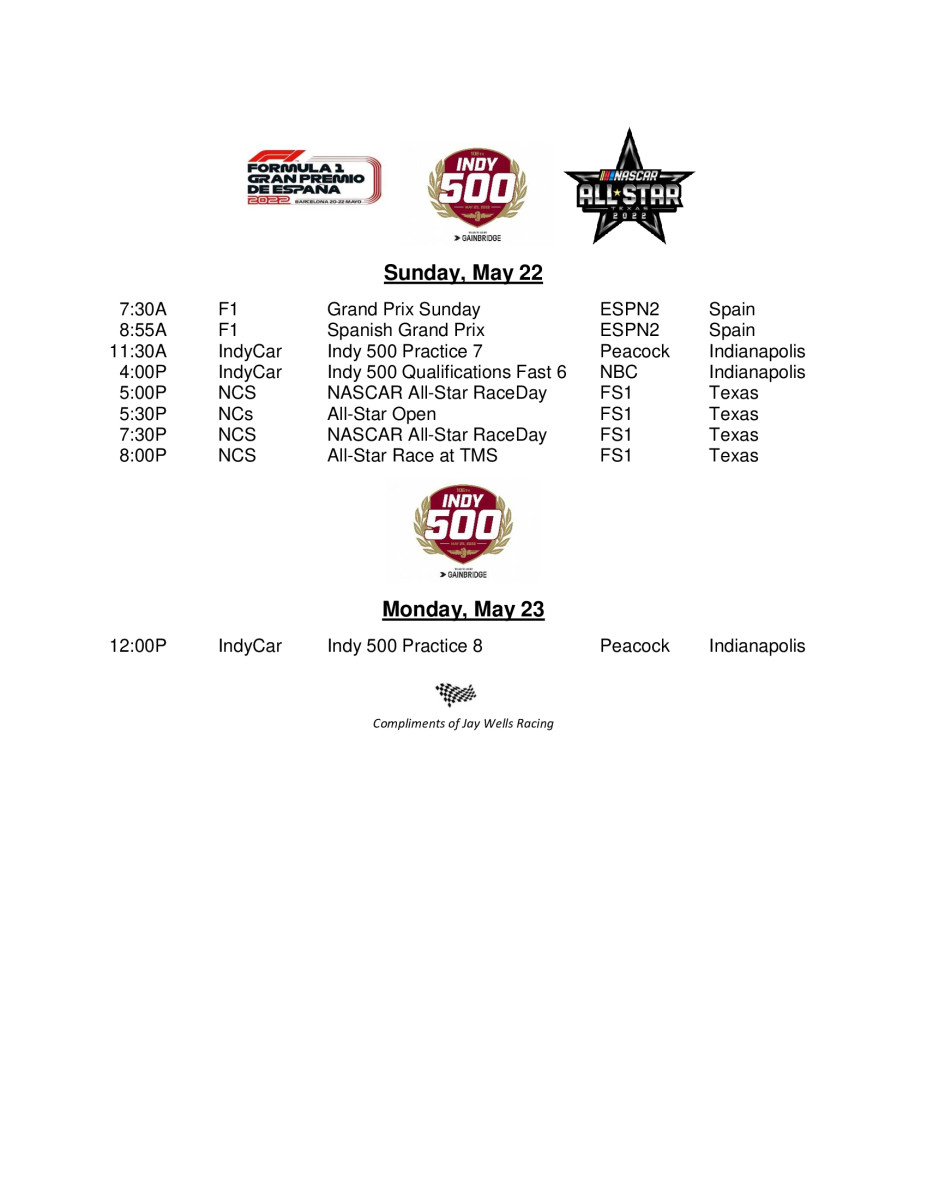 It's time to check your racing schedule - Auto Racing Digest