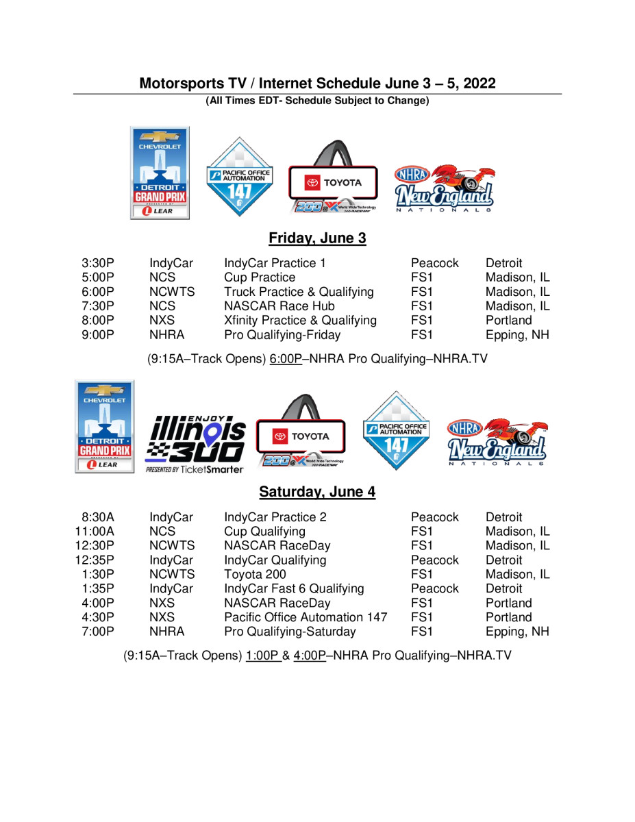 Get your motor running with this weekend's racing schedule - Auto ...