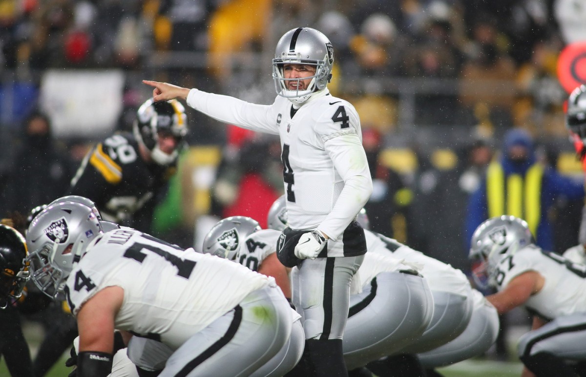Las Vegas Raiders Coach Josh McDaniels announces Derek Carr will sit for the remainder of the ...