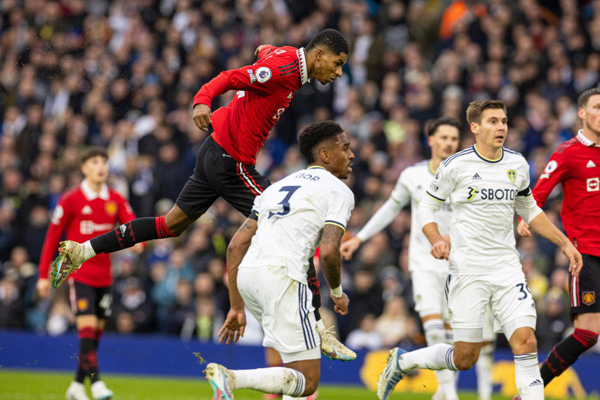 Marcus Rashford scores another headed goal for Man United v Leeds ...