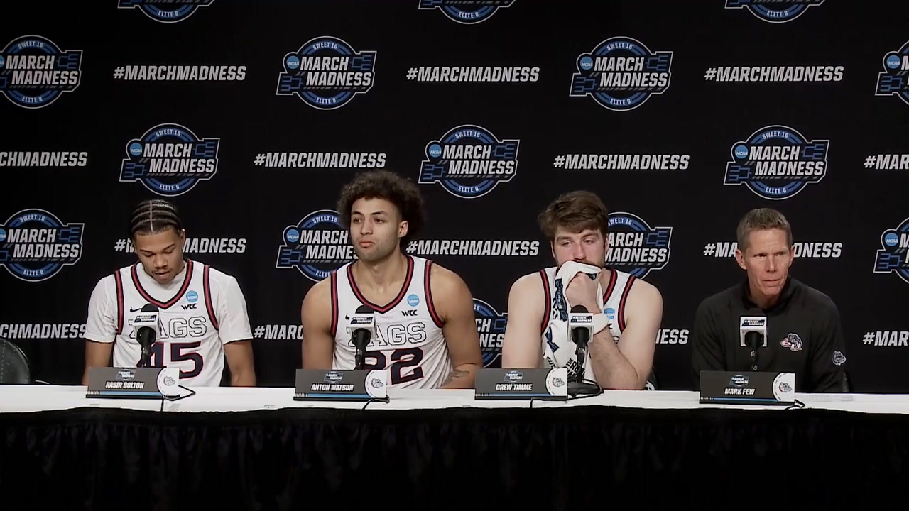 Watch: Gonzaga coach Mark Few credits UConn after NCAA Tournament loss ...