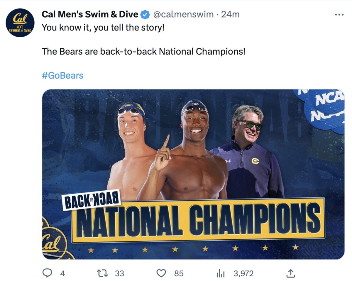 Cal Men's Swimming: Golden Bears Win 2nd Straight NCAA Title - 8th ...