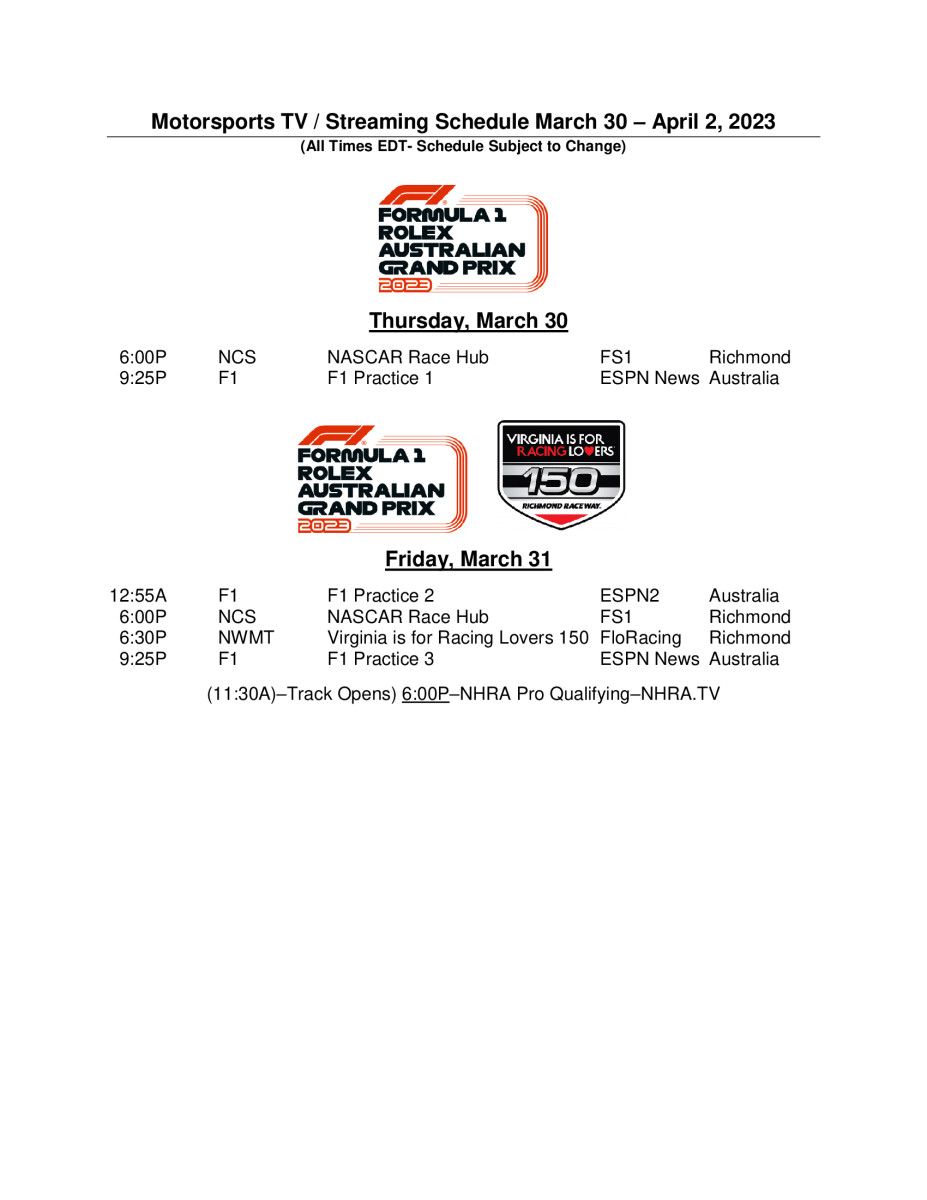 What a weekend ahead: check out the massive racing schedule - Auto ...