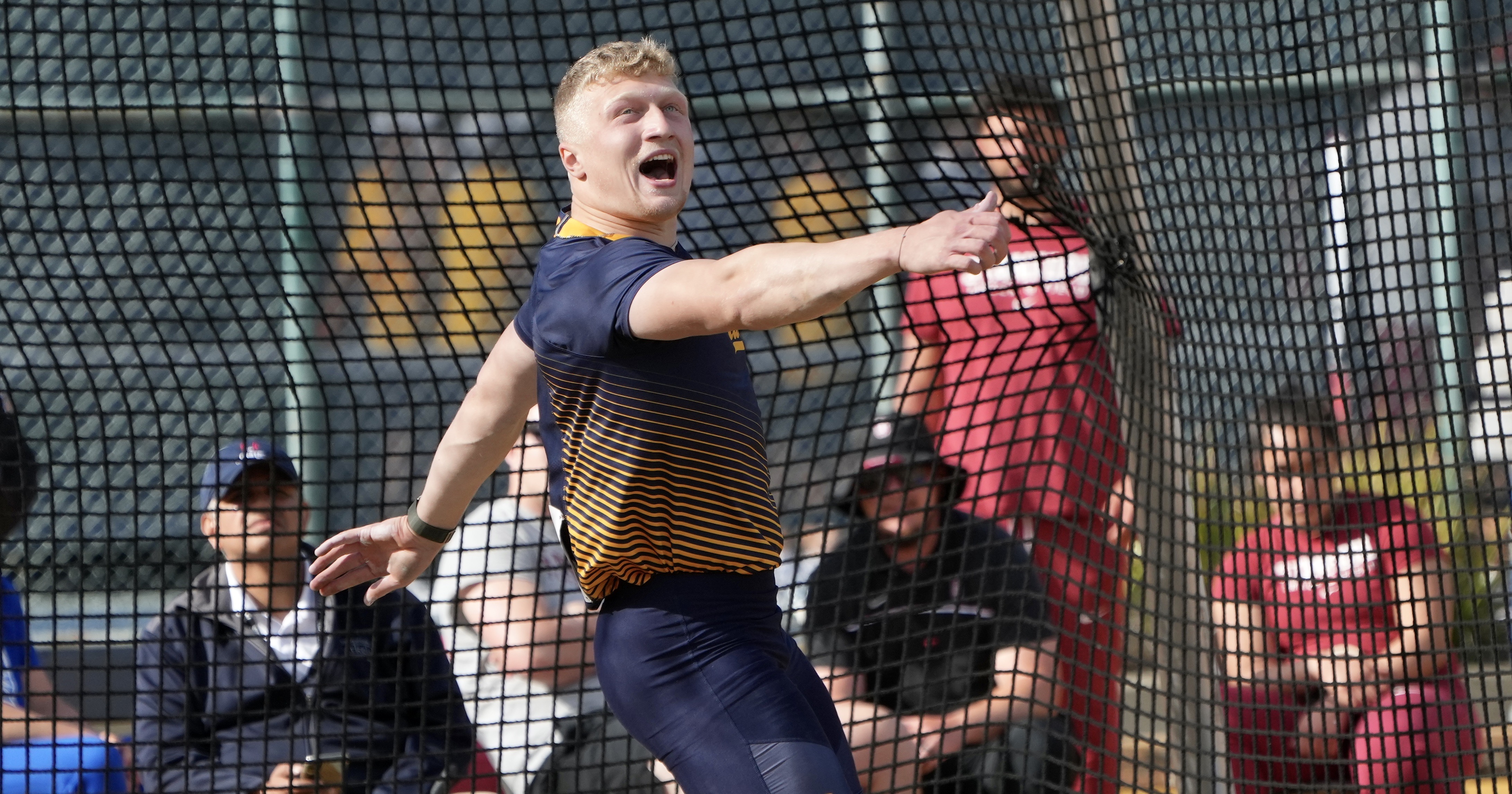 Sophomore Mykolas Alekna (discus) and ex-Bear Camryn Rogers (hammer ...
