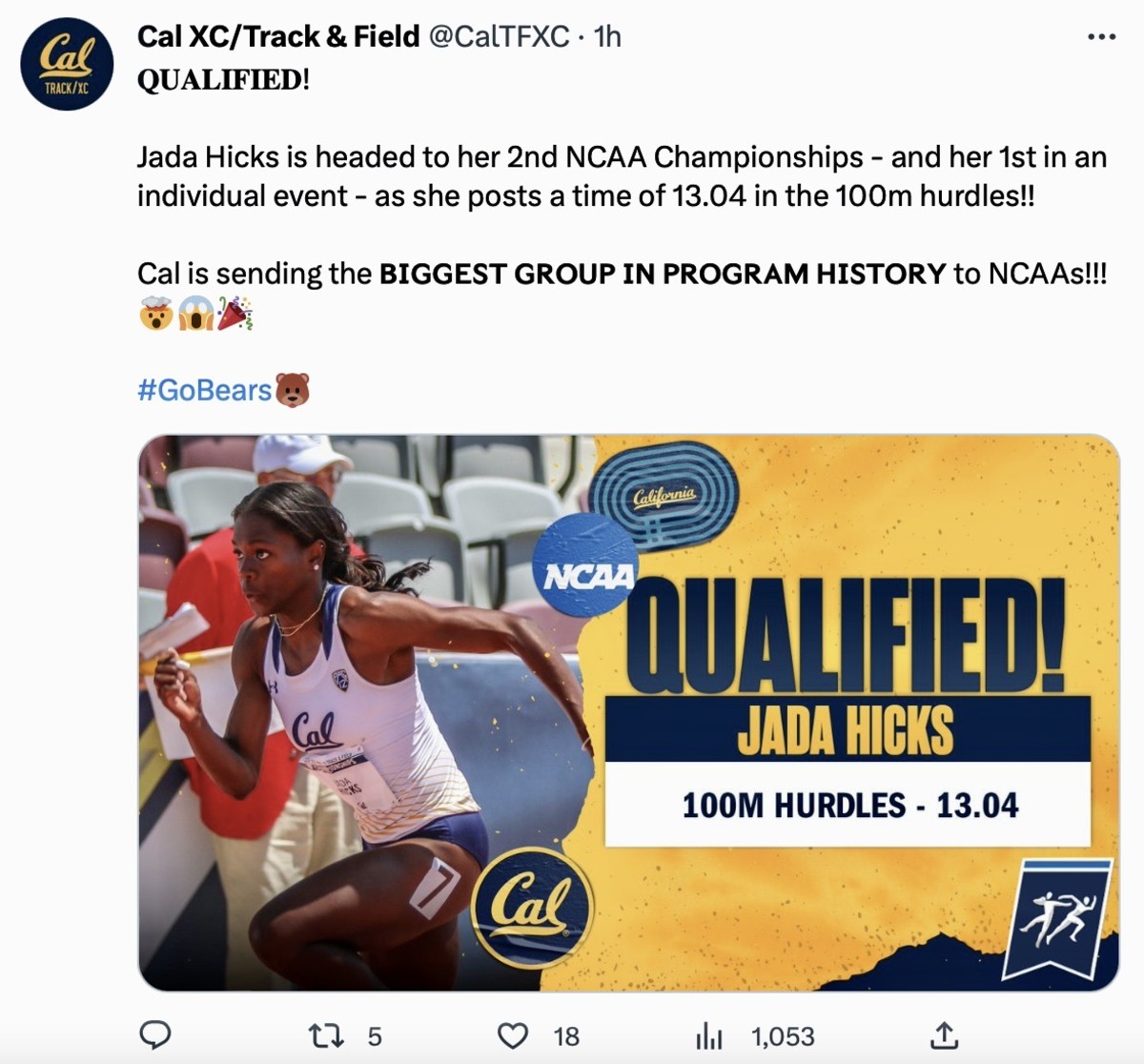 Cal Track & Field: Program-Record 16 Athletes Headed to NCAA Nationals ...