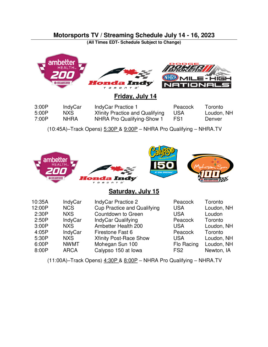 Ready for some racing? Check out this weekend's schedule - Auto Racing ...