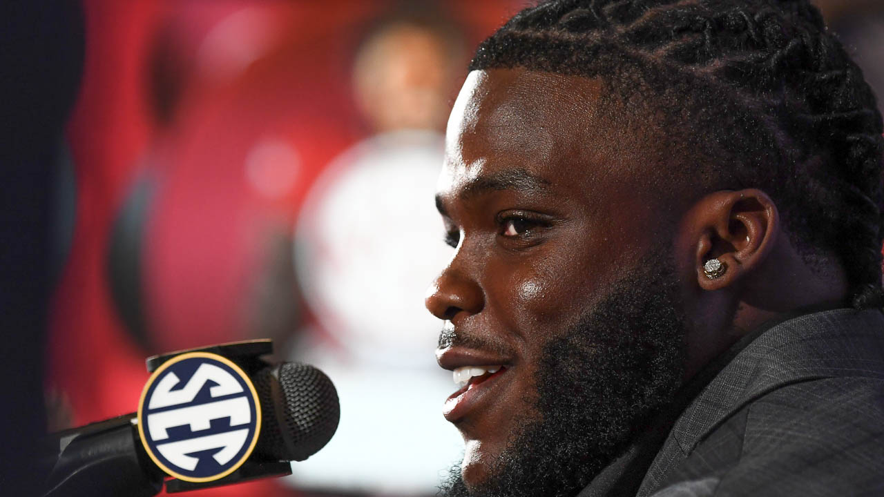 Hogs' Raheim Sanders at SEC Media Days - Sports Illustrated All Hogs ...