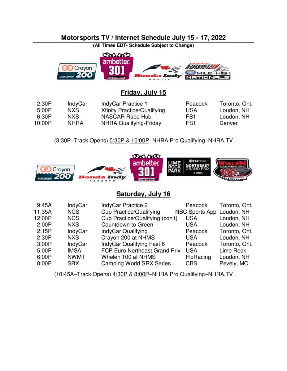 Start your engines with our weekend racing schedule - Auto Racing Digest