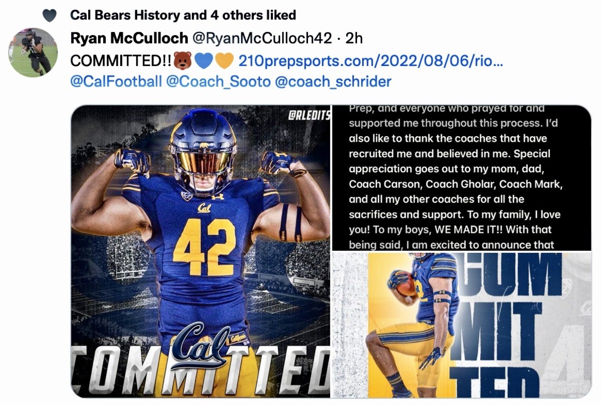 Cal Football: Defensive End Ryan McCulloch Commits to Class of 2023 ...