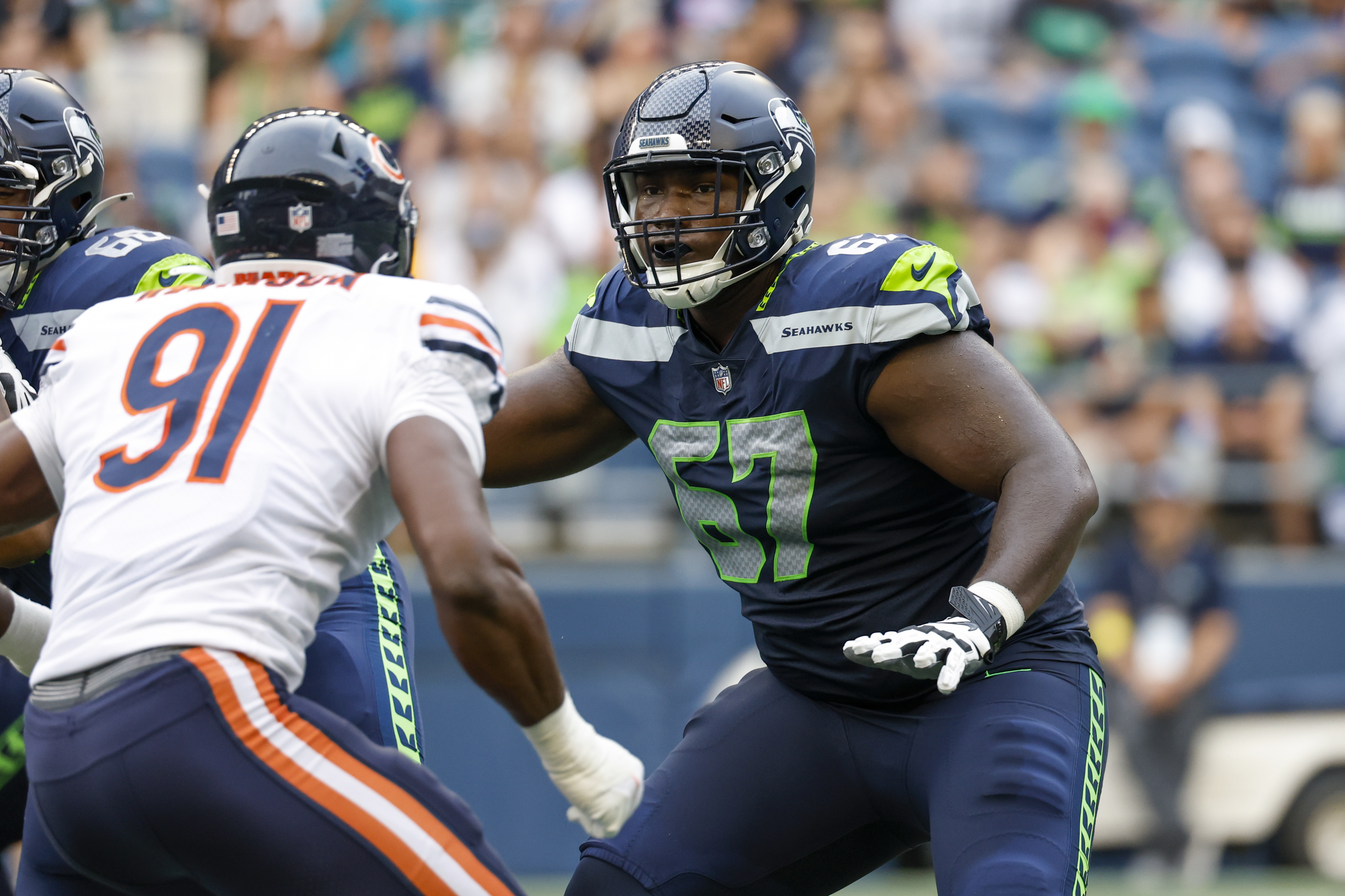 Seattle Seahawks DE Darrell Taylor: OT Charles Cross and Abraham Lucas ...