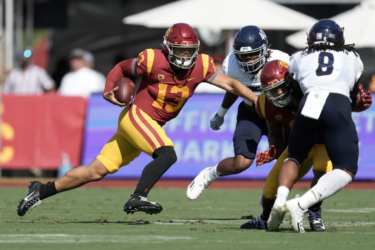 Photos: USC football explodes for 66-14 win over Rice in first game ...