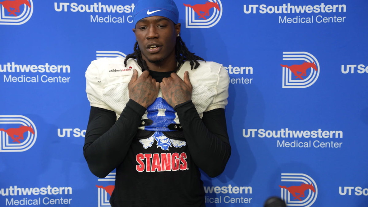 WATCH: Mustang WR Jordan Hudson talks after Tuesday's Spring Practice ...