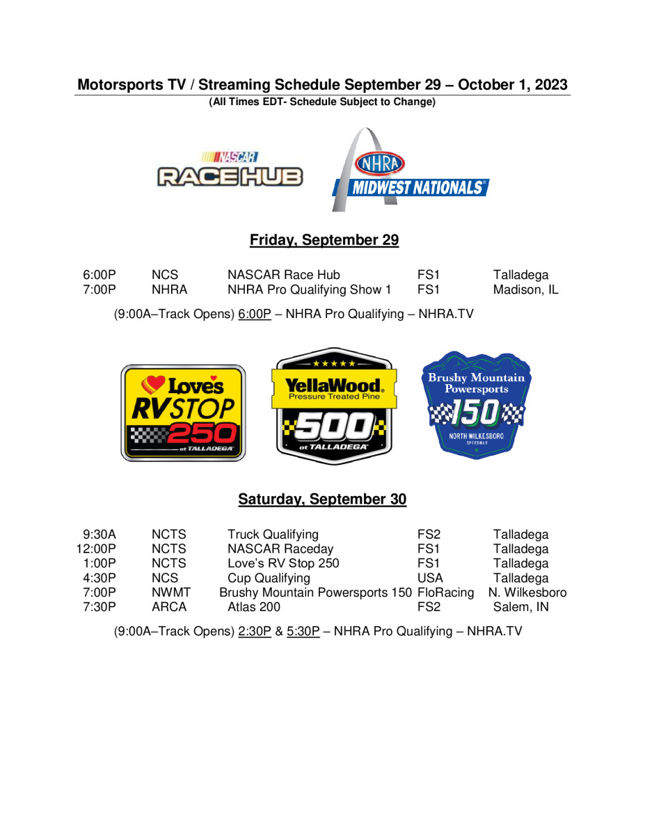 Get your motor runnin' with our weekend racing schedule - Auto Racing ...