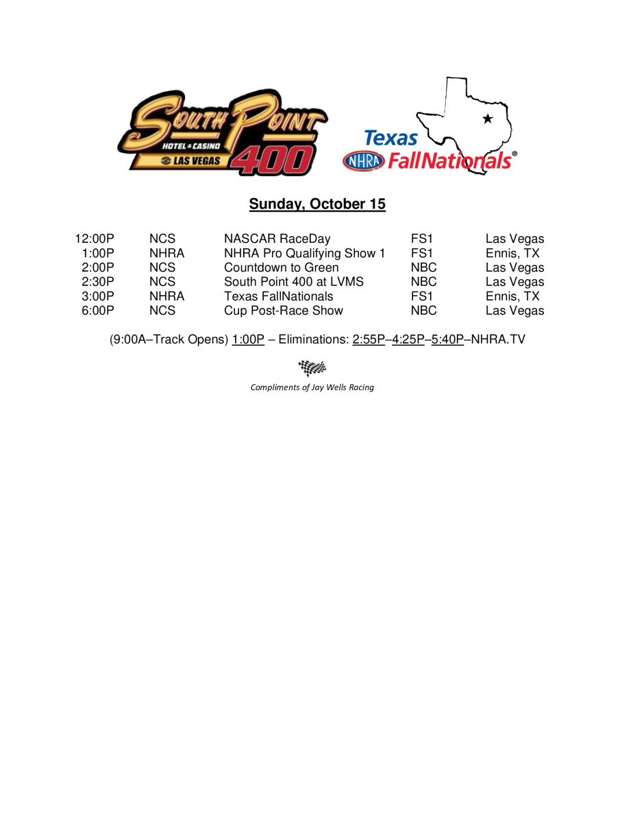 Ready, get set, go .... and check out this weekend's racing schedule ...