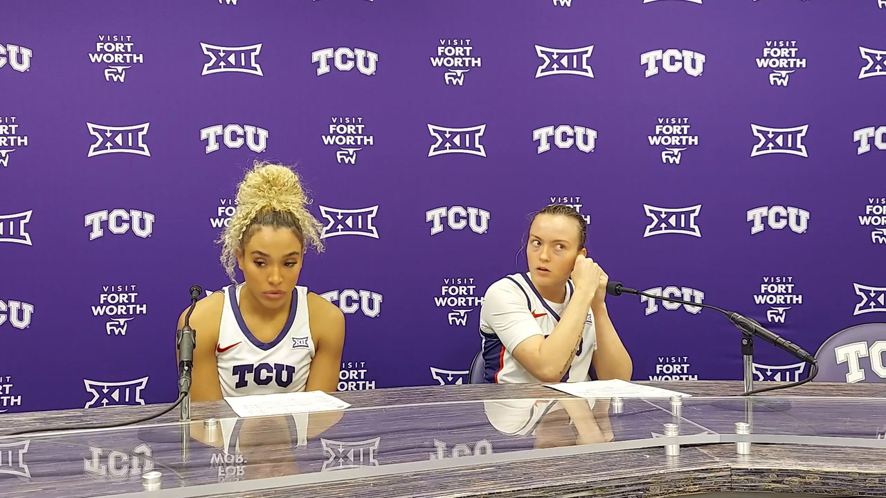WATCH! TCU women's basketball Jaden Owens and Madison Conner postgame - OK State 67, TCU 59 ...
