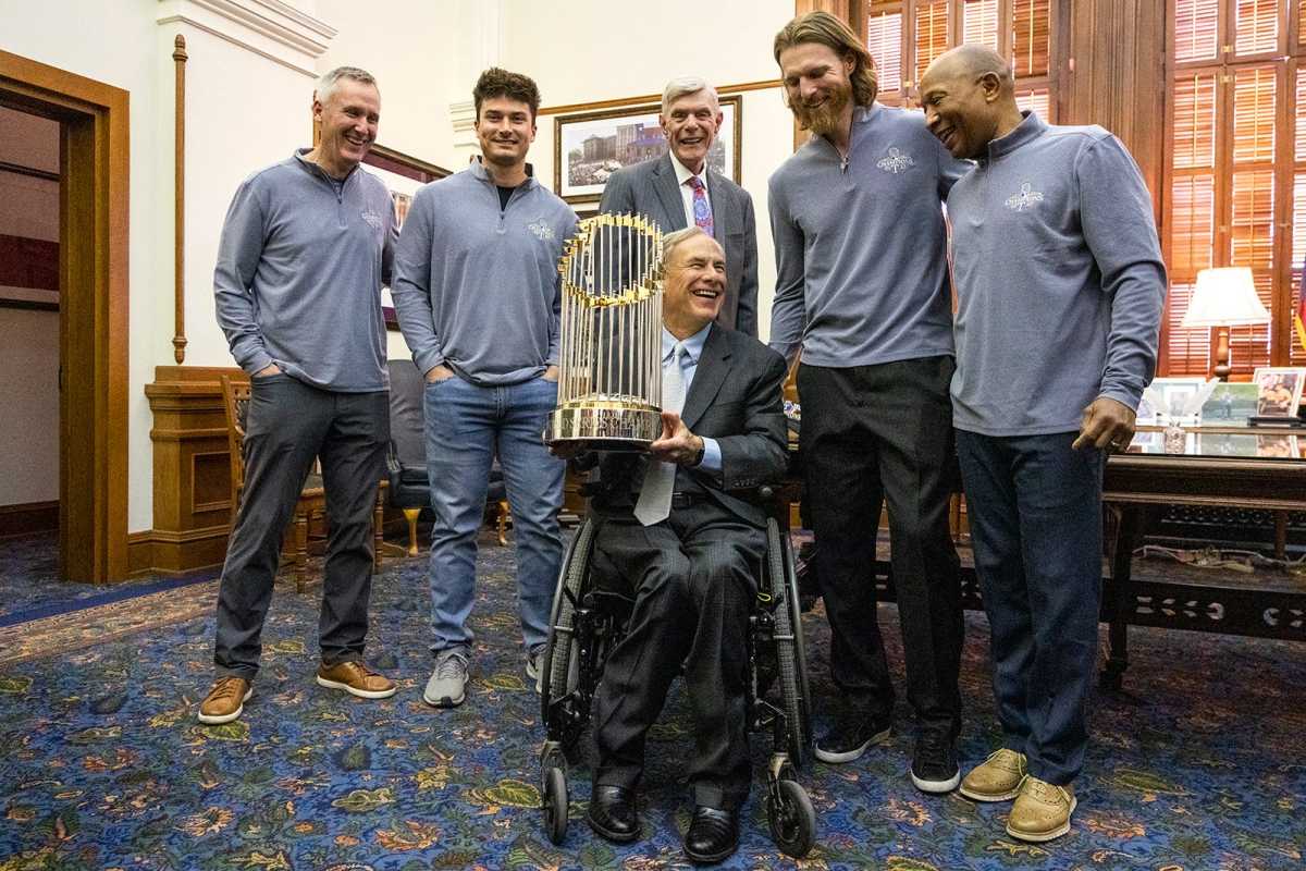 Texas Rangers, Including Owner Ray Davis, World Series Trophy Visit Gov ...